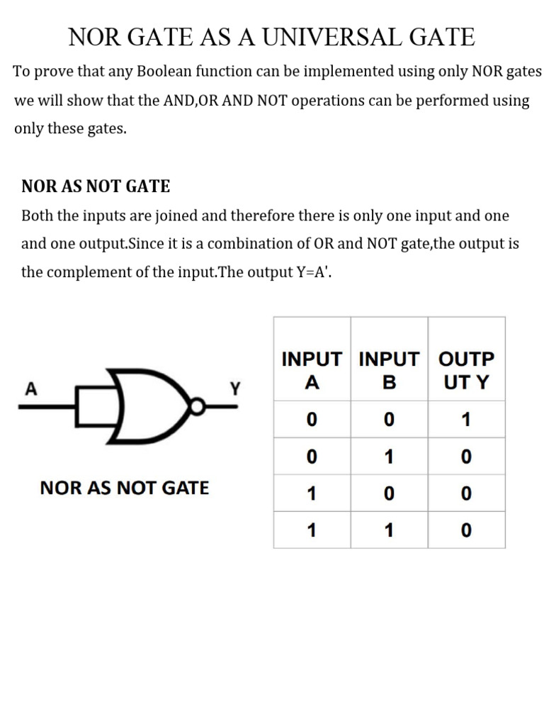 NOR Gate: Universal Logic Gate Explained | PDF