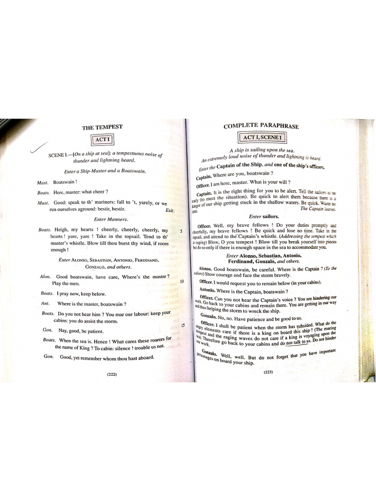 Tempest Line by Line Act 1 | PDF