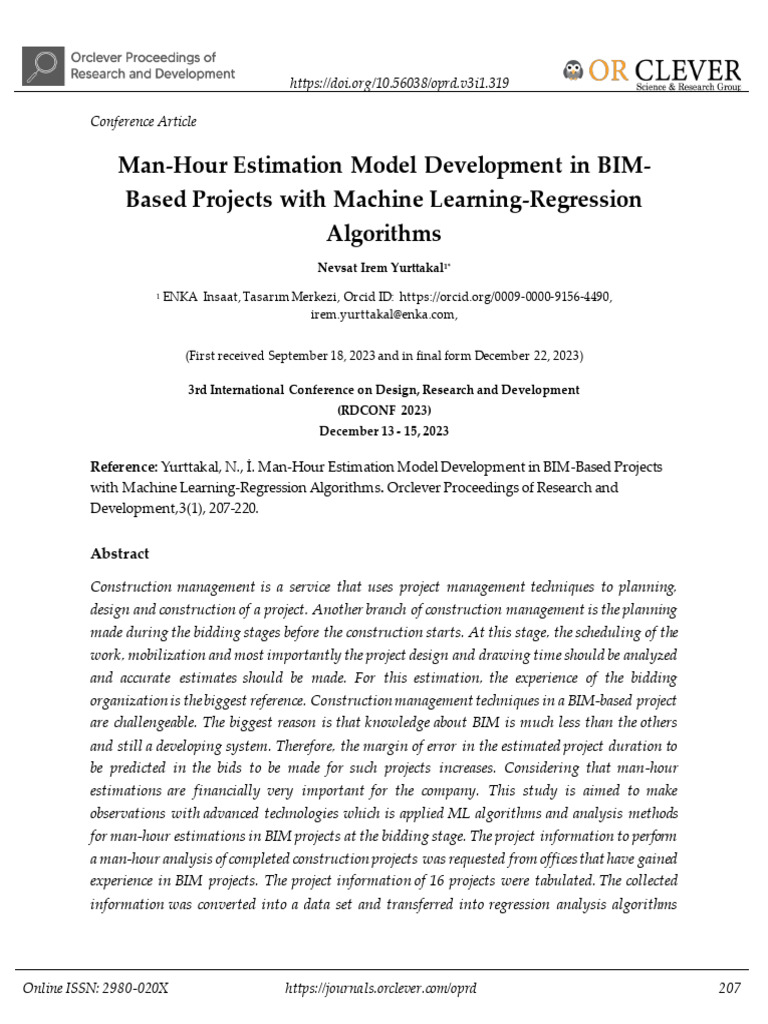 BIM Man-Hour Estimation Model | PDF | Regression Analysis | Dependent ...