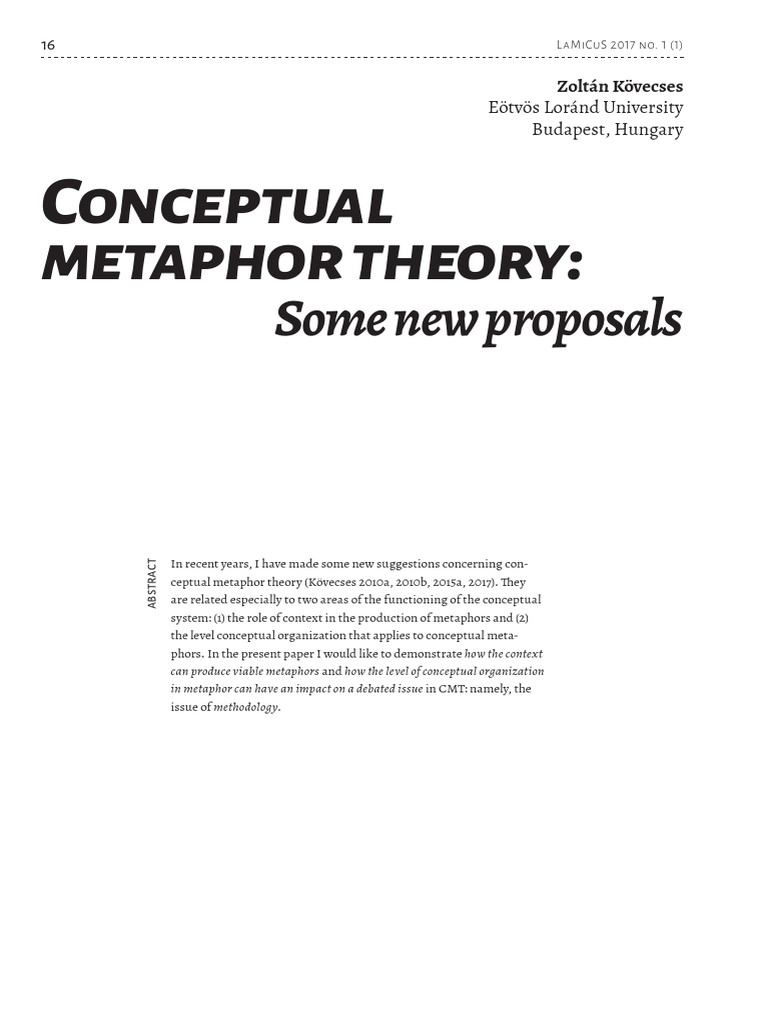 Conceptual Metaphor Theory:: Some New Proposals | PDF | Metaphor | Discourse