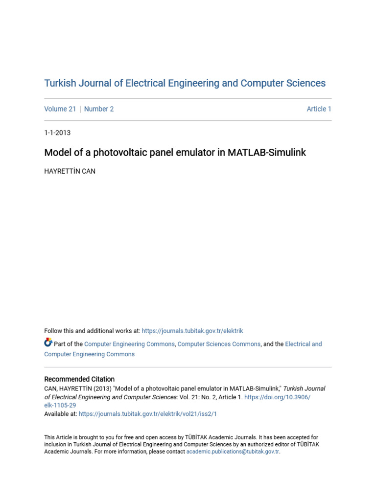 Model of a photovoltaic panel emulator in MATLAB-Simulink | PDF | Photovoltaics | Photovoltaic ...