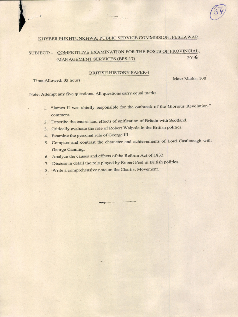 British History Paper 1 | PDF
