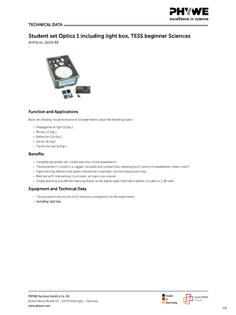 Phywe Tess Optics 1 | PDF