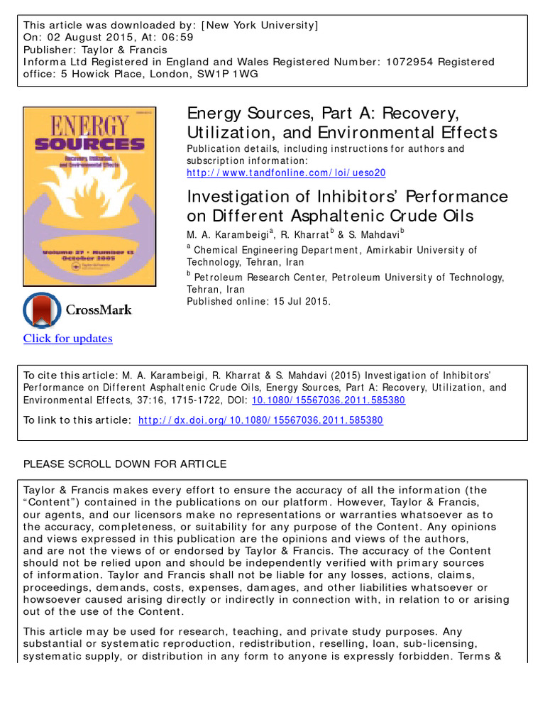 Investigation of Inhibitors' Performance On Different | PDF ...