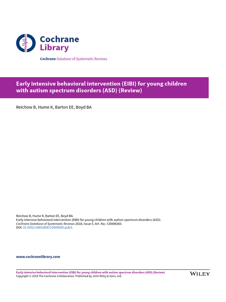 Early Intensive Behavioral Intervention (EIBI) For Young Children With ...