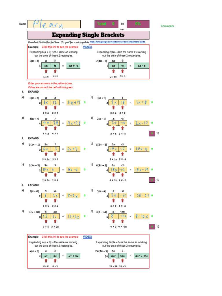 Expanding Single Brackets - PDA | PDF