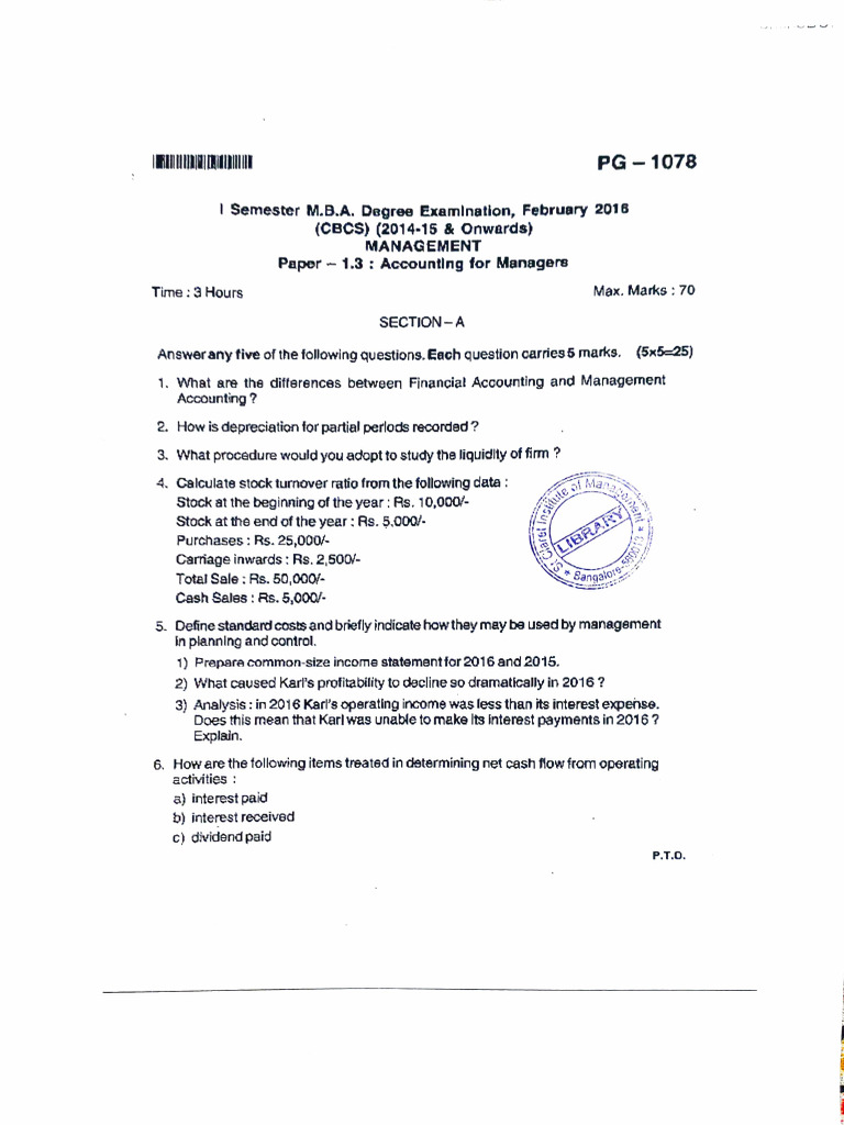 Paper1.3 Accountlng Managers February 2016 | PDF | Expense | Income Statement