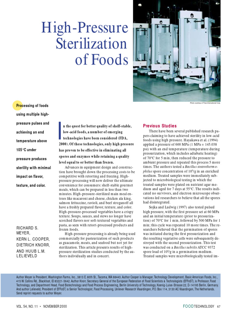 High Pressure Ster | PDF | Sterilization (Microbiology) | Heat