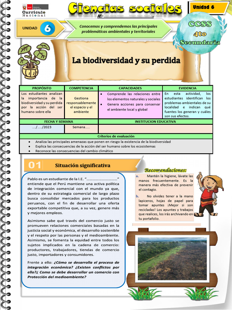 FICHA DE ACTIVIDAD CCSS 4°-SEMANA 1 UNI 6 | Descargar gratis PDF | Gases de efecto invernadero ...
