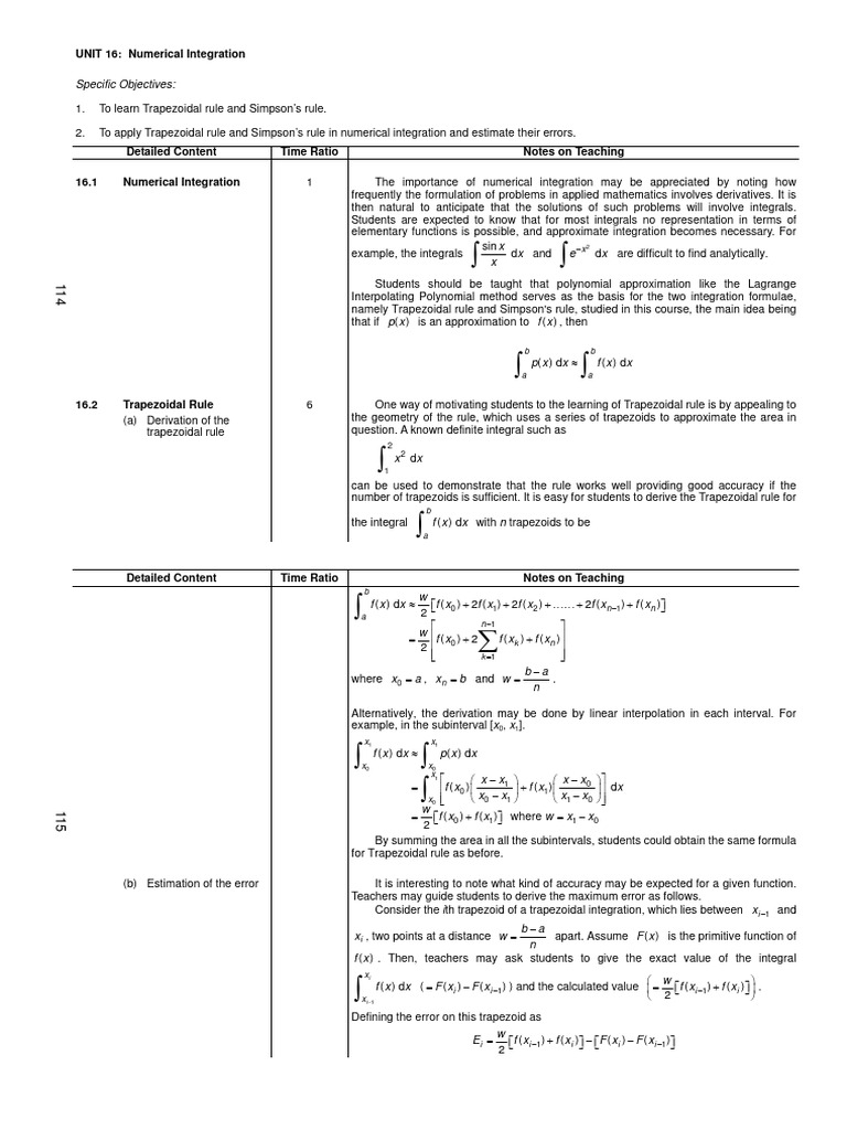 Unit 3.3 Numerical Integration | PDF | Integral | Mathematical Analysis