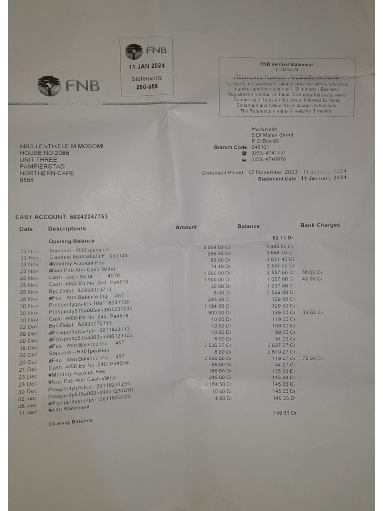 3 Months Bank Statement | PDF
