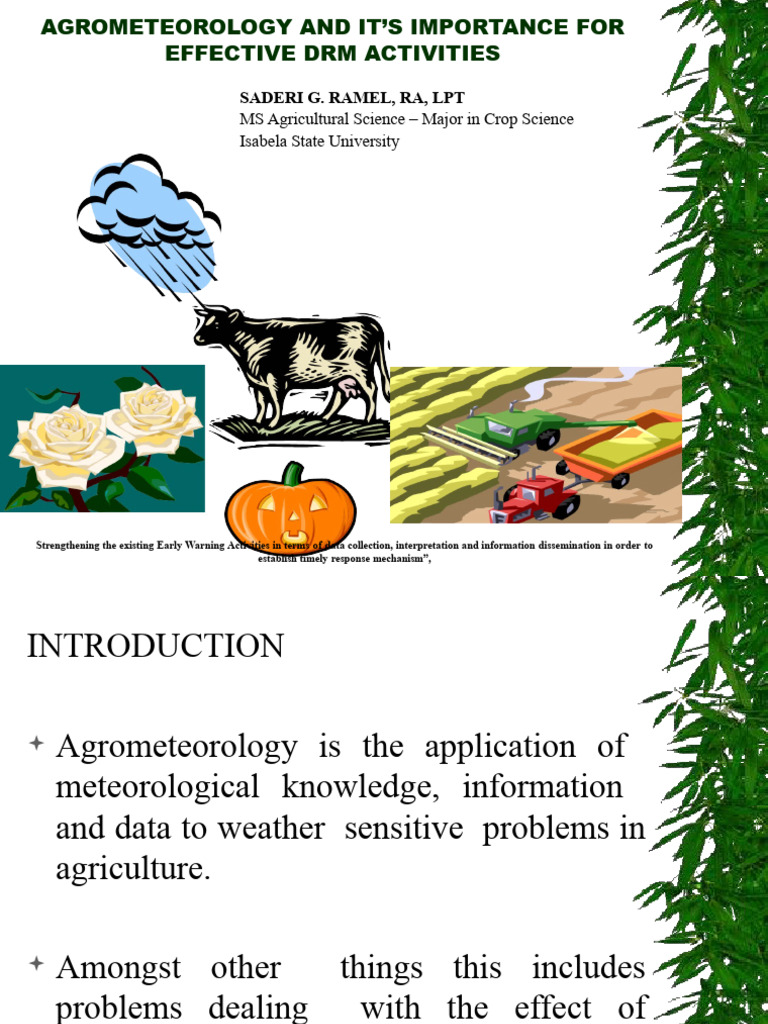 Agrometeorology and Its Importance for Drm Activities | Download Free ...