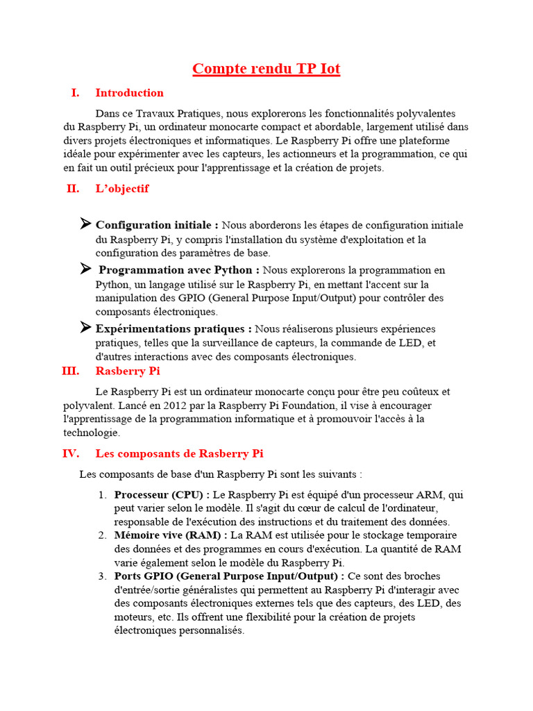 Découverte du Raspberry Pi et Python | PDF | Tarte aux framboises | Entrée/Sortie