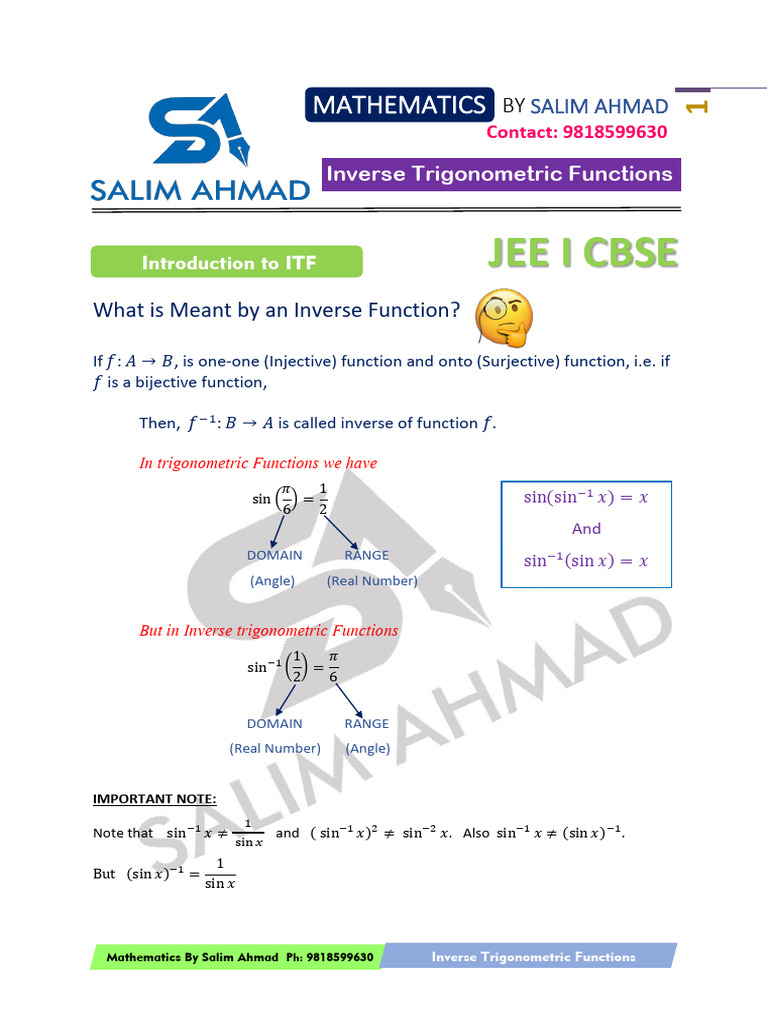 Itf 2024-25 | PDF | Function (Mathematics) | Trigonometric Functions