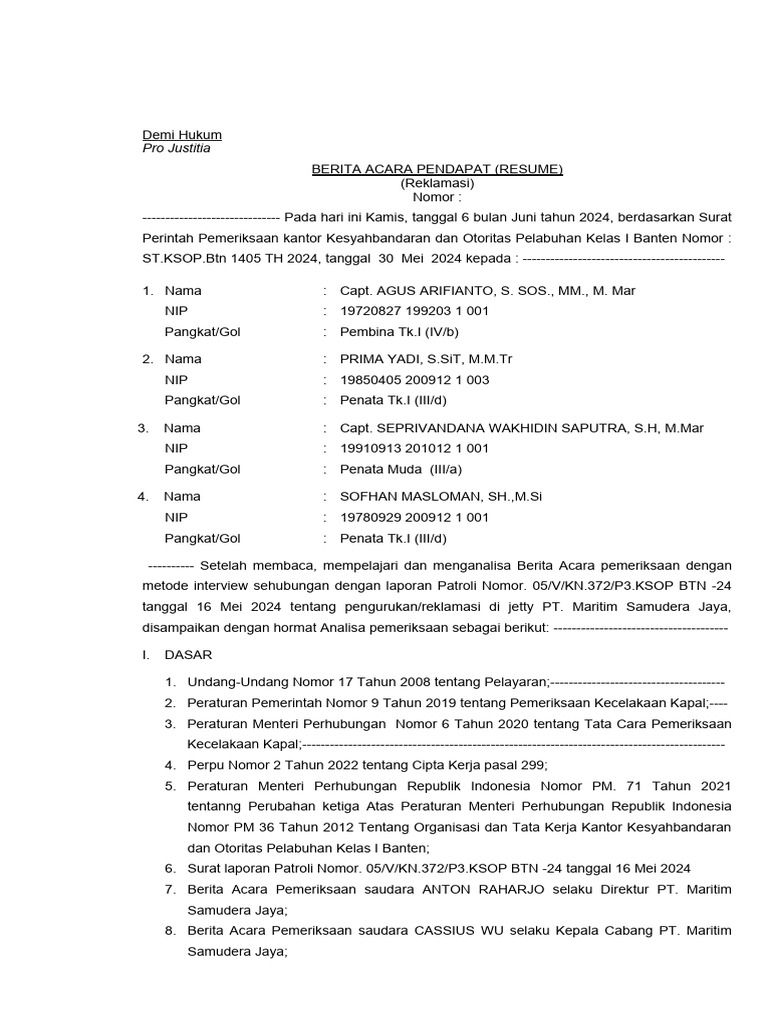 Resume Berita Acara Pendapat | PDF