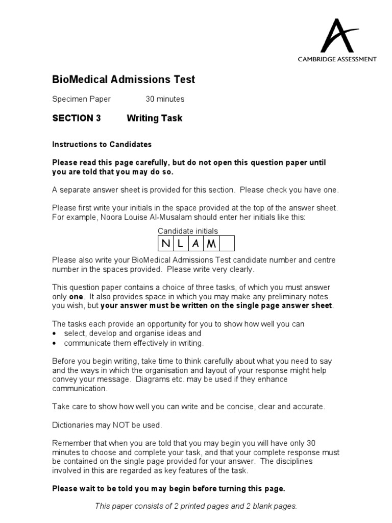 Specimen Section 3 | PDF