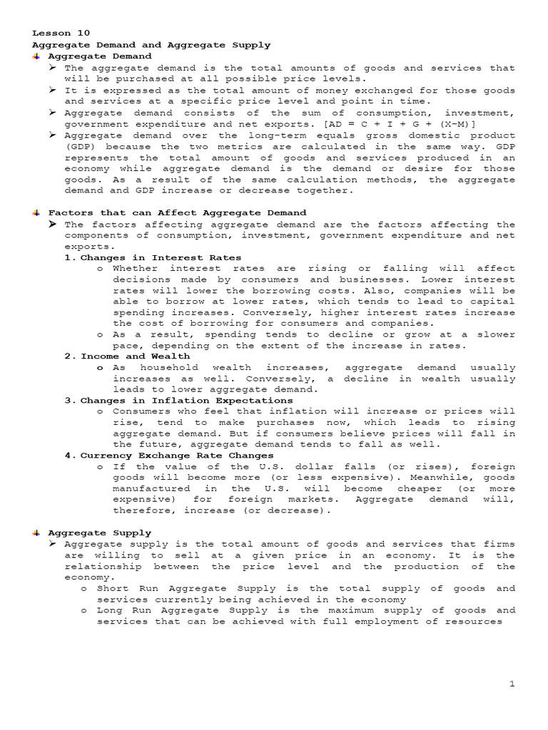 Lesson 10 | PDF | Aggregate Demand | Consumption (Economics) Lesson 10 | PDF | Aggregate Demand | Consumption (Economics)