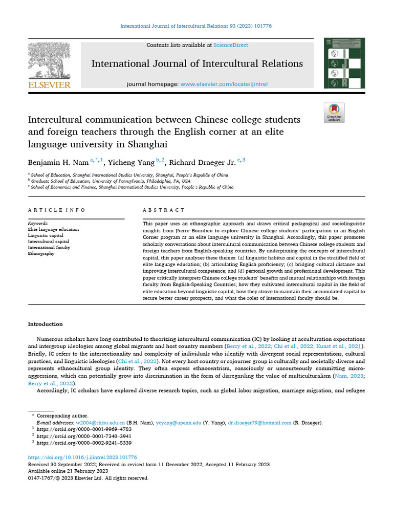 Intercultural Communication Between Chinese College Students | PDF ...