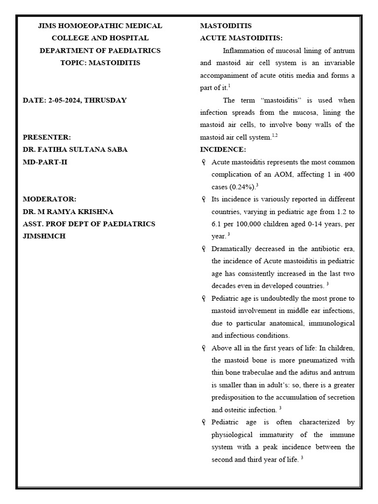 MASTOIDITIS IN CHILDREN AND ITS HOMOEOPATHIC APPROACH | Download Free PDF | Diseases And ...