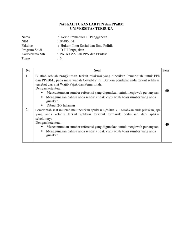 Tugas 8 Lab PPN Dan PPNBM - Kevin | PDF