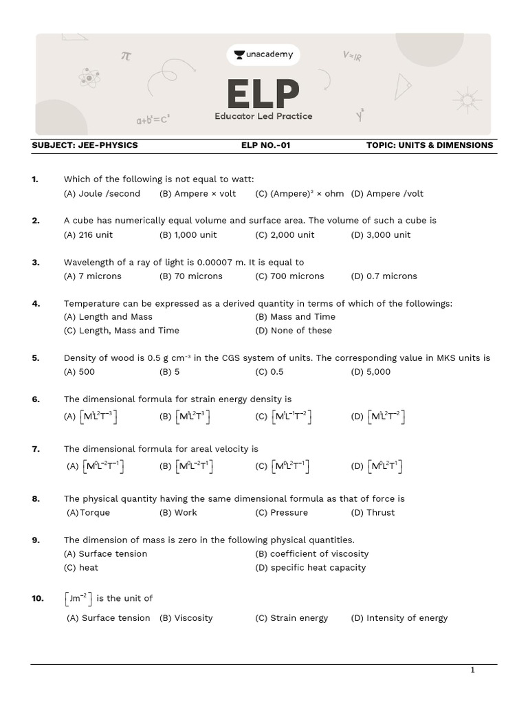 ELP-1 Units and Dimensions | PDF | Viscosity | Force