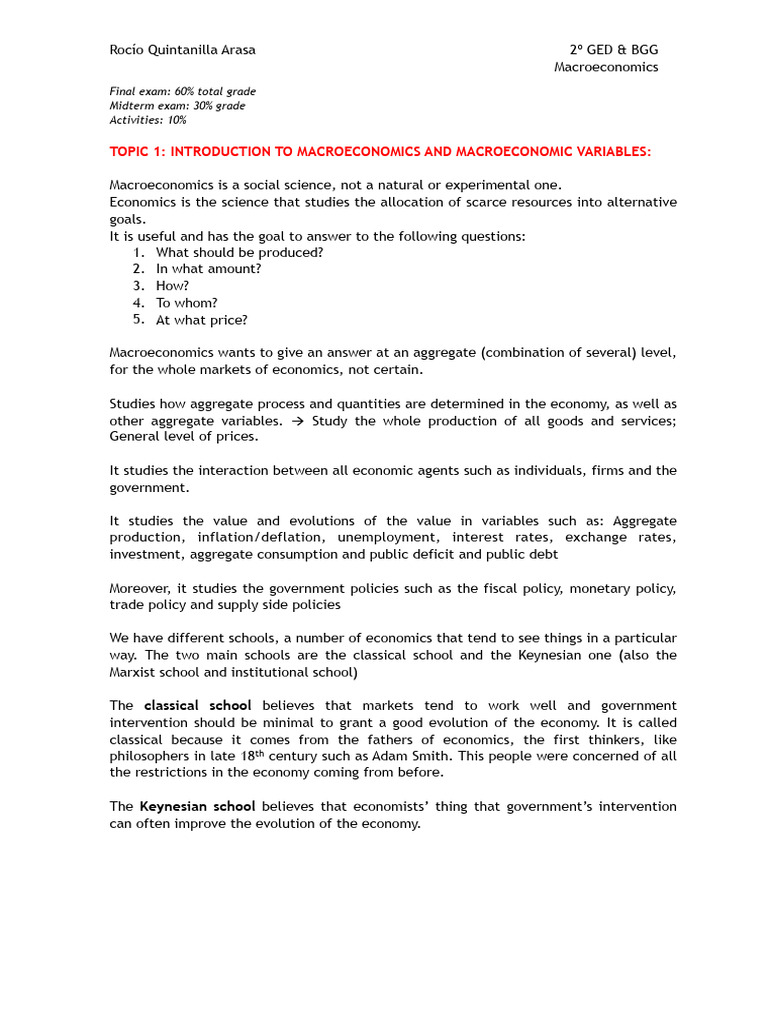 macroeconomics final | PDF | Gross Domestic Product | Macroeconomics