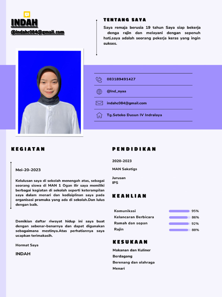 CV Indah | PDF