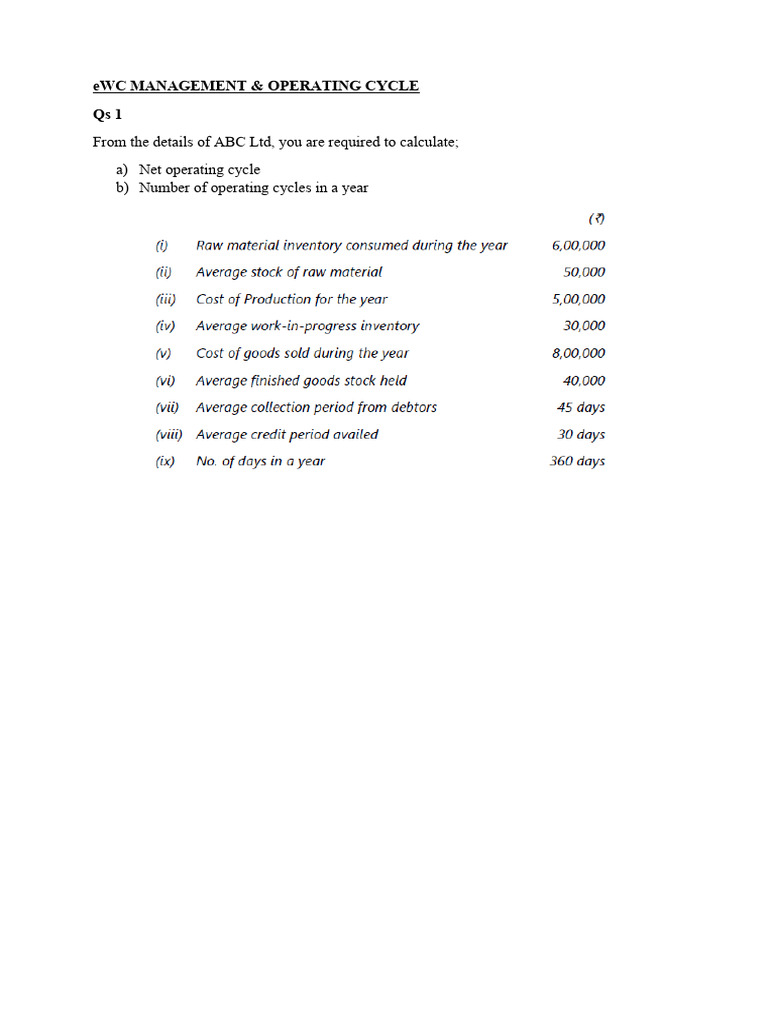 WCM Questions Students | PDF | Finance & Money Management | Credit