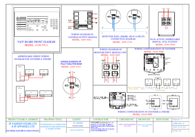 Facp Board Front Diagram: MODEL: 4100-9511 | PDF | Fire Protection ...