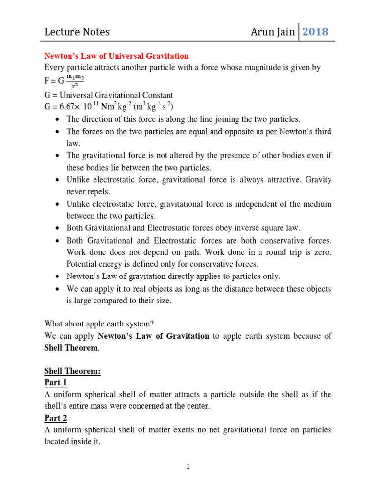 Gravitation Lecture Notes | PDF | Force | Gravity