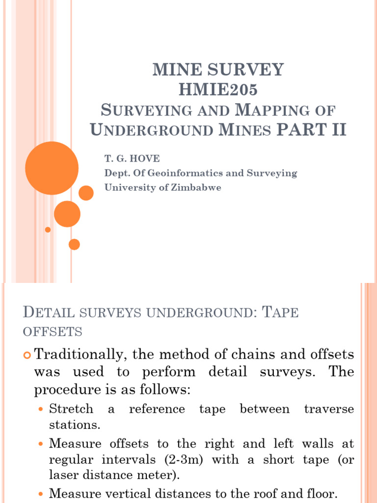 MINE SURVEY (GES404) - Surveying and Mapping Underground PART 2 | PDF ...