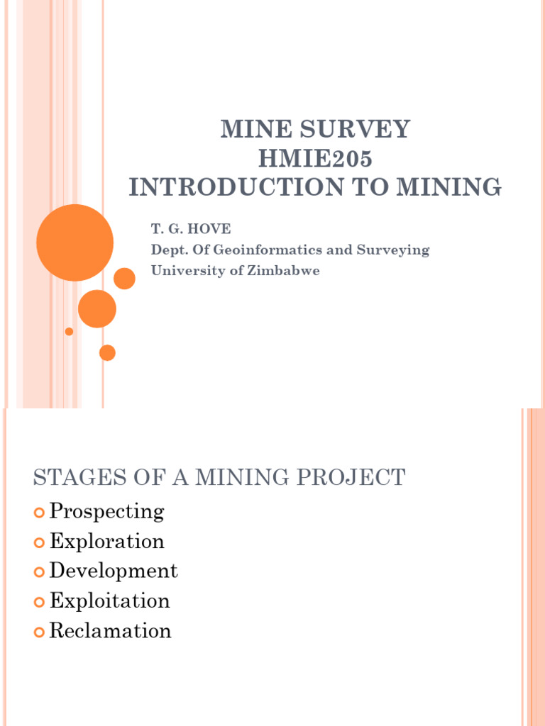 MINE SURVEY (GES404) - Introduction To Mining | PDF | Mining | Ore