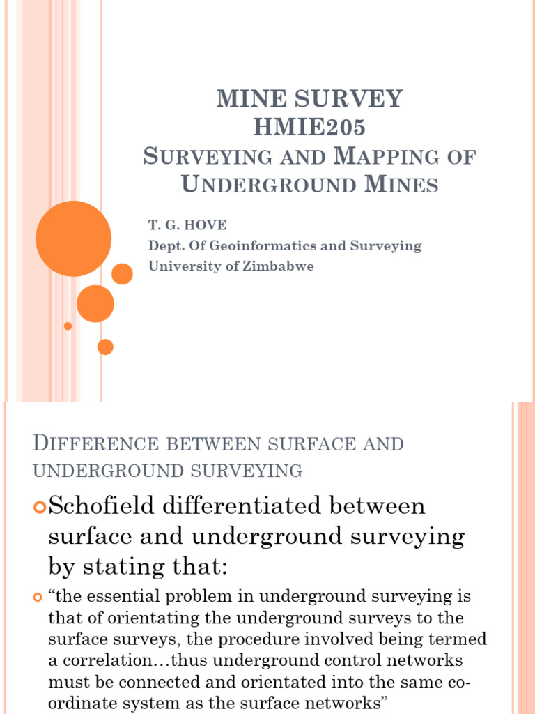 MINE SURVEY (GES404) - Surveying and Mapping Underground | PDF ...