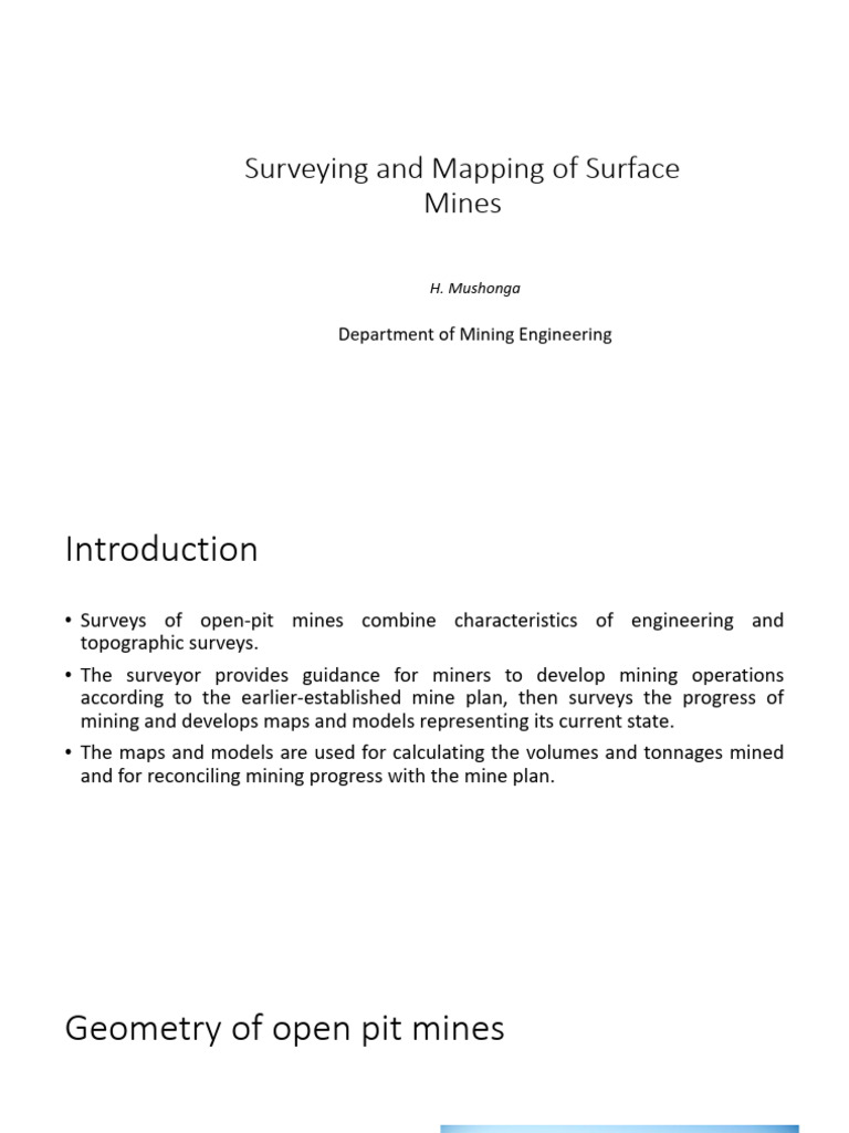 Surveying and Mapping of Surface Mines | PDF | Surveying | Topography