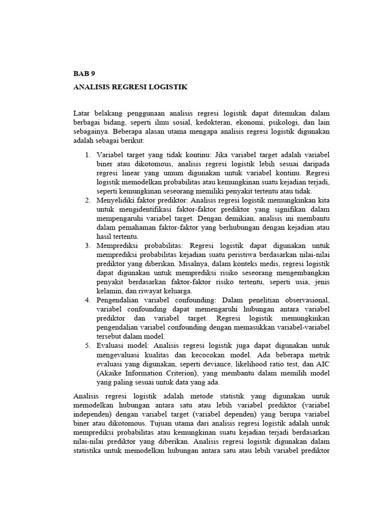 BAB 10 Analisis Regresi Logistik | PDF