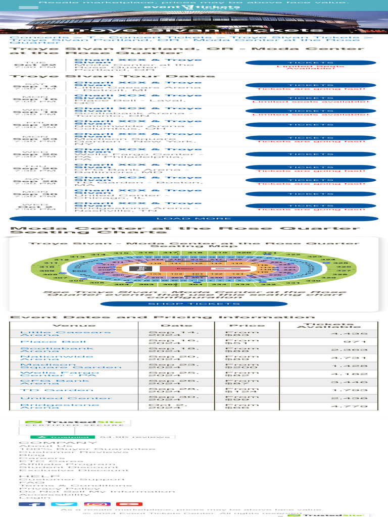 Troye Sivan Portland Concert Tickets - Moda Center at The Rose Quarter | PDF