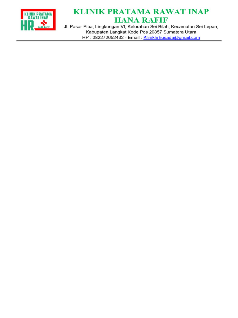 Kop Surat Klinik Pratama Hana Rafif | PDF