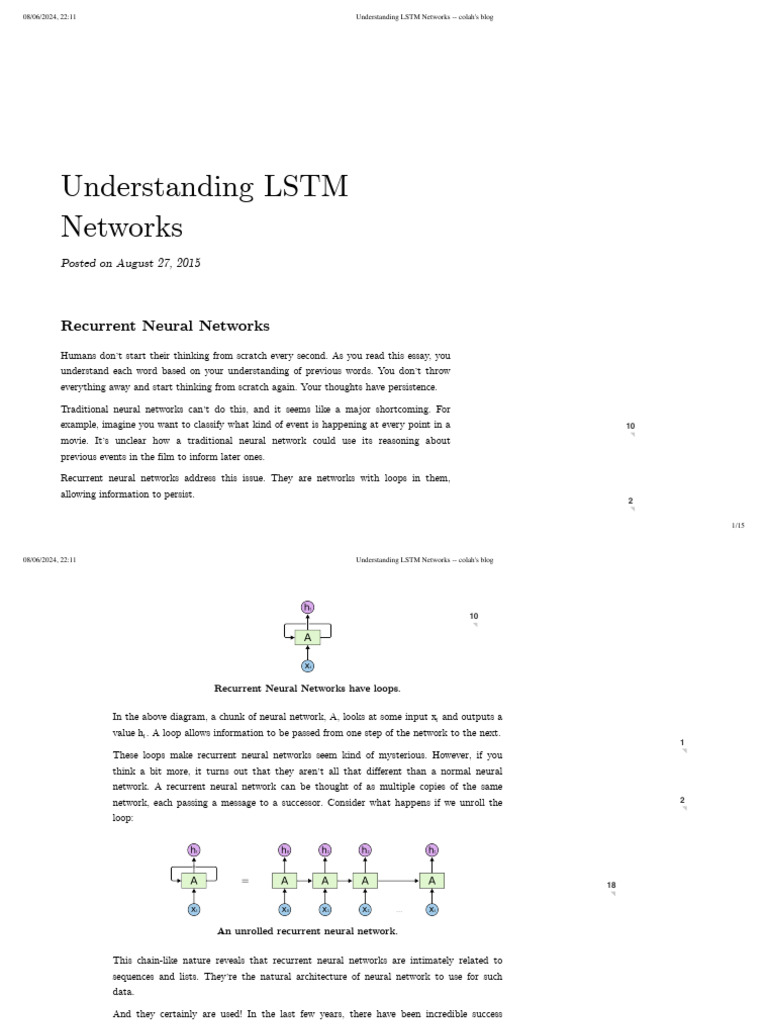 Understanding LSTM Networks -- colah's blog | PDF | Learning | Machine Learning