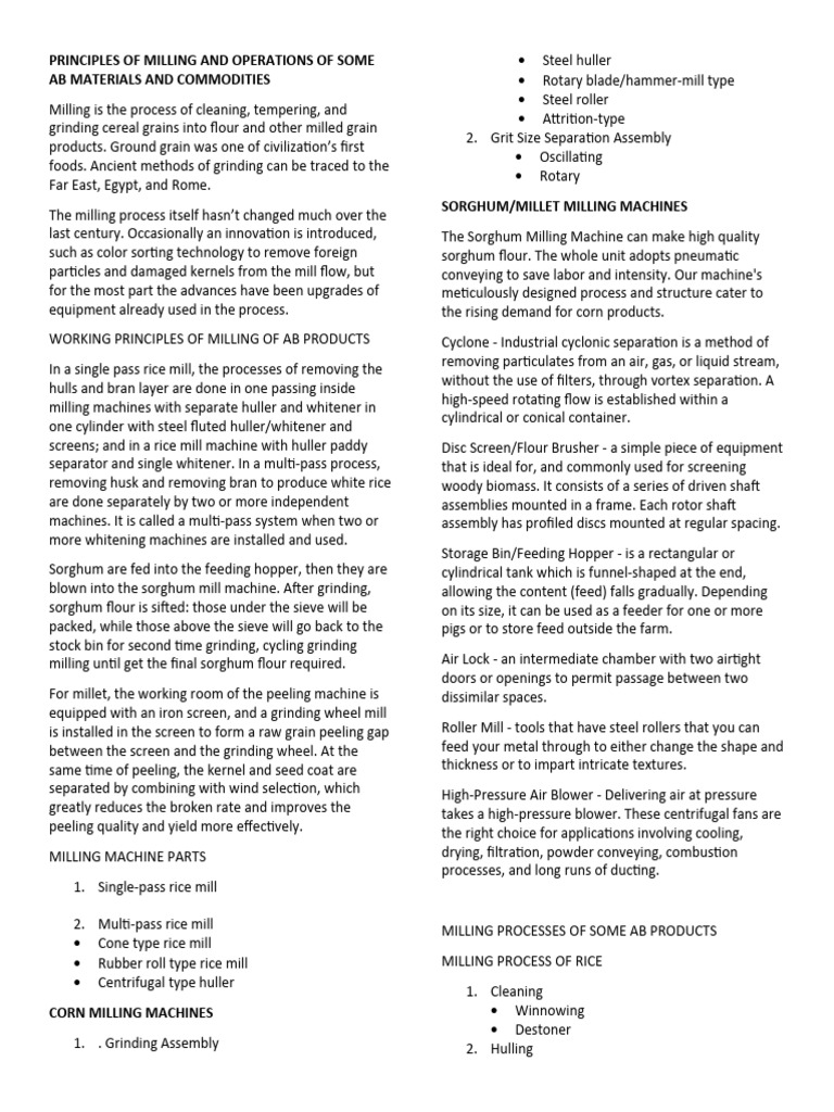 Principles of Milling | PDF | Mill (Grinding) | Flour