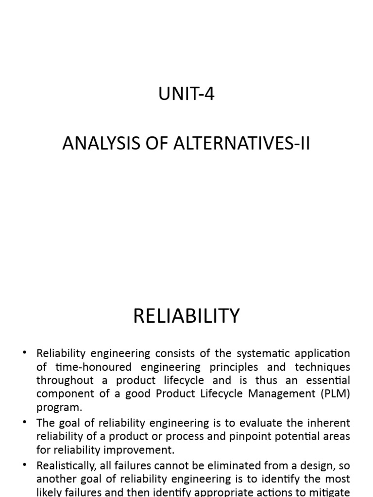 Unit-4 - Analysis of Alternatives-Ii | PDF | Reliability Engineering | Systems Engineering