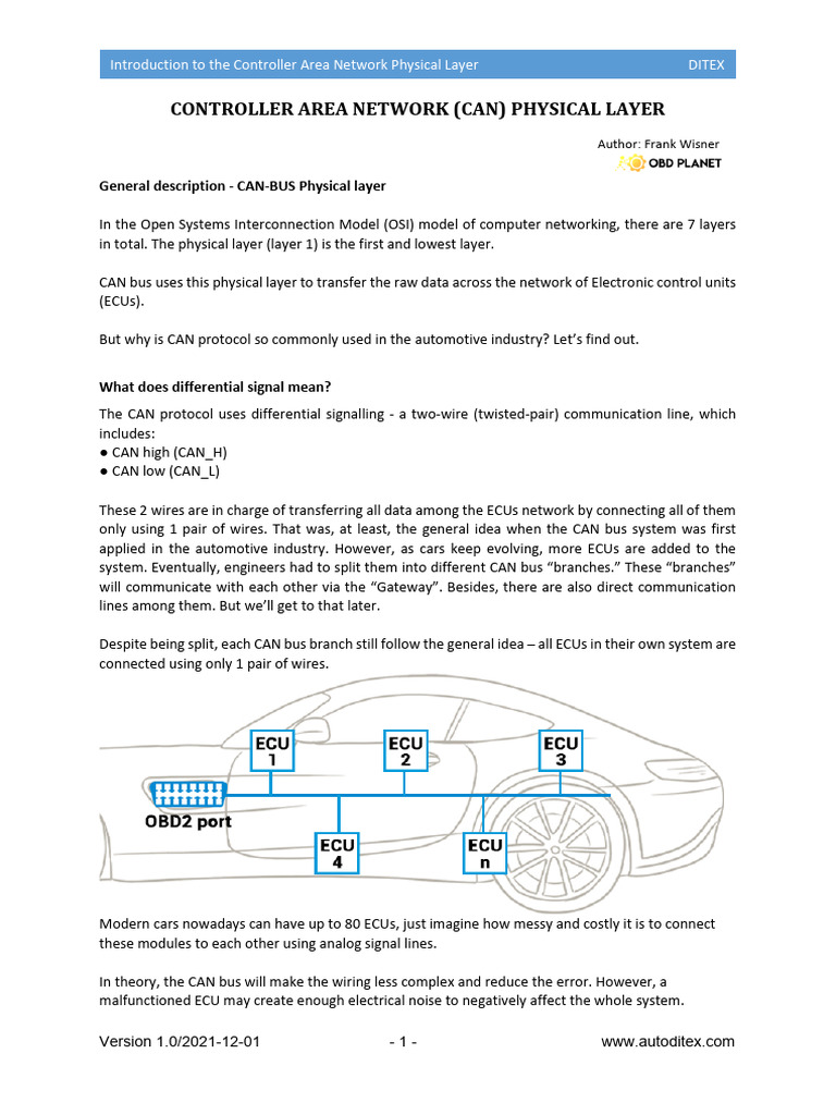 Controller Area Network (Can) Physical Layer | PDF | Computer Network ...