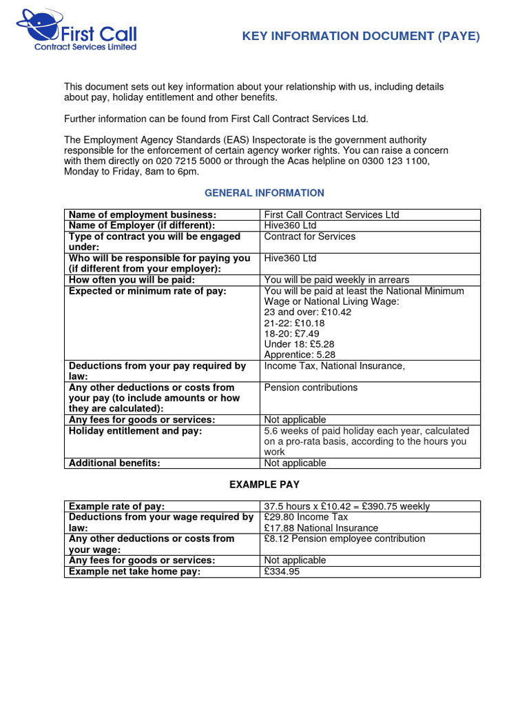 Key Information Document - PAYE HIVE (360) April 2023-24 | PDF ...
