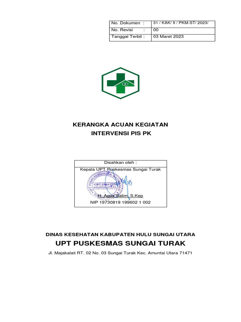 KAK Intervensi Pis-Pk | PDF