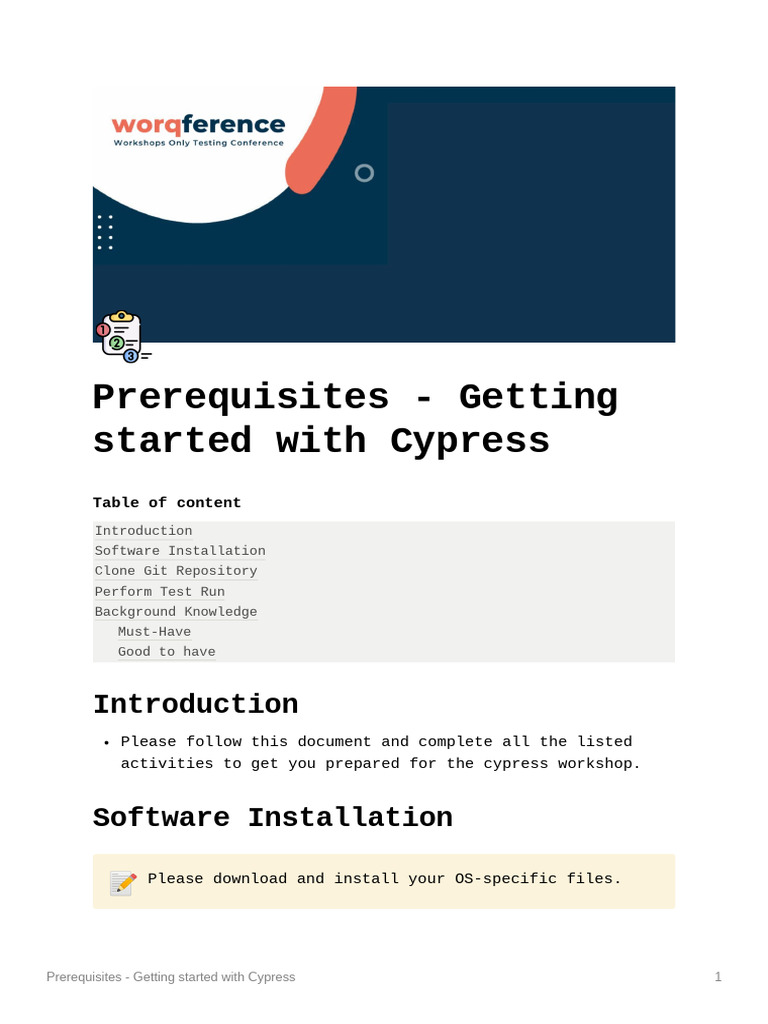 WQF Getting Started With Cypress Pre Requisites | PDF | Software ... WQF Getting Started With Cypress Pre Requisites | PDF | Software ...