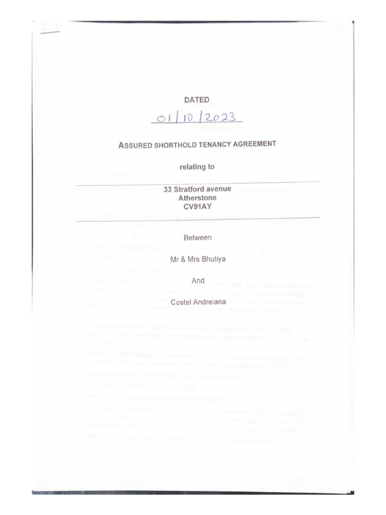 Assured Shorthold Tenancy Agreement | PDF