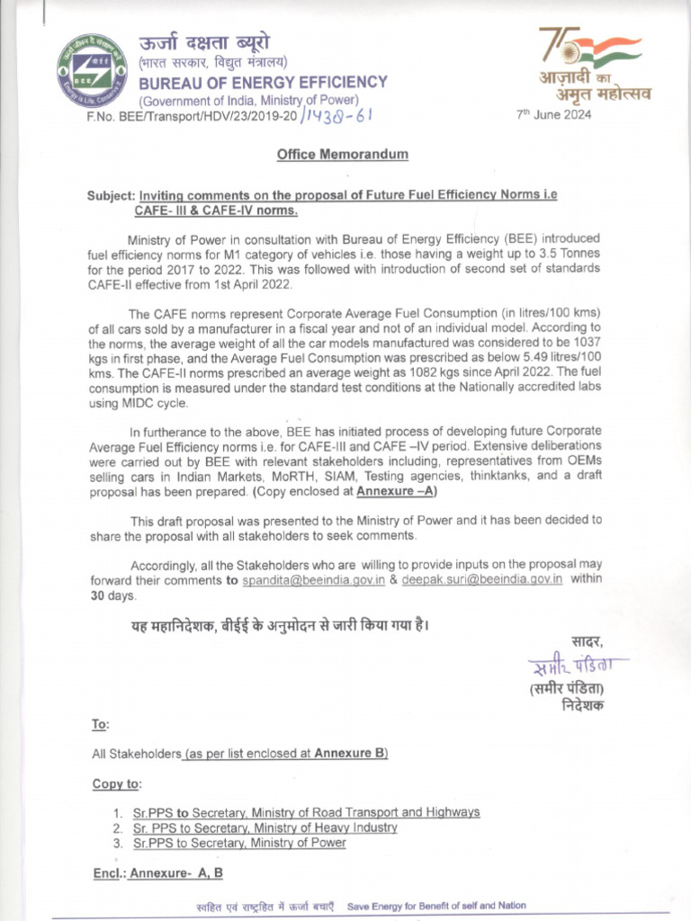 India - Draft Proposal For CAFE-III & CAFE - IV Norms | PDF