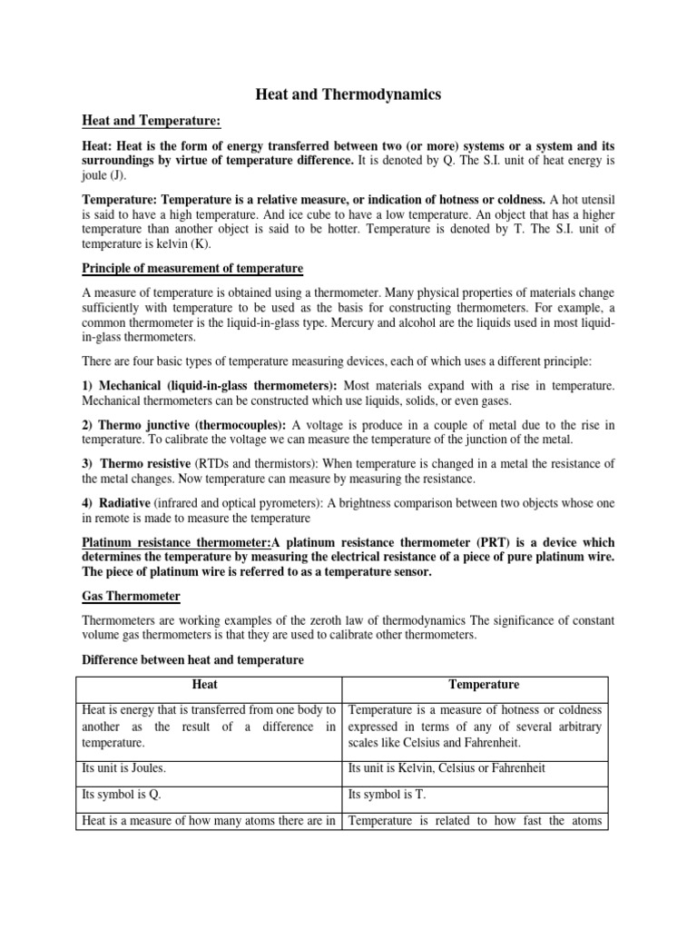 Heat & Thermodynamics-1 | PDF | Gases | Temperature