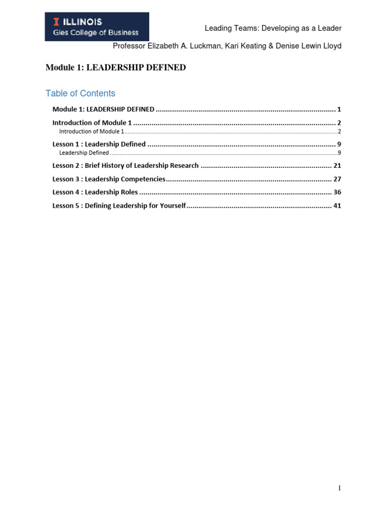 Module 1 Leadership Defined | PDF | Leadership | Organizational Behavior