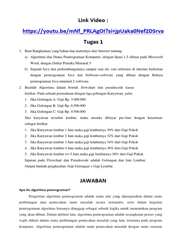 Tugas 1 Algoritma Dan Pemrograman Habib | PDF