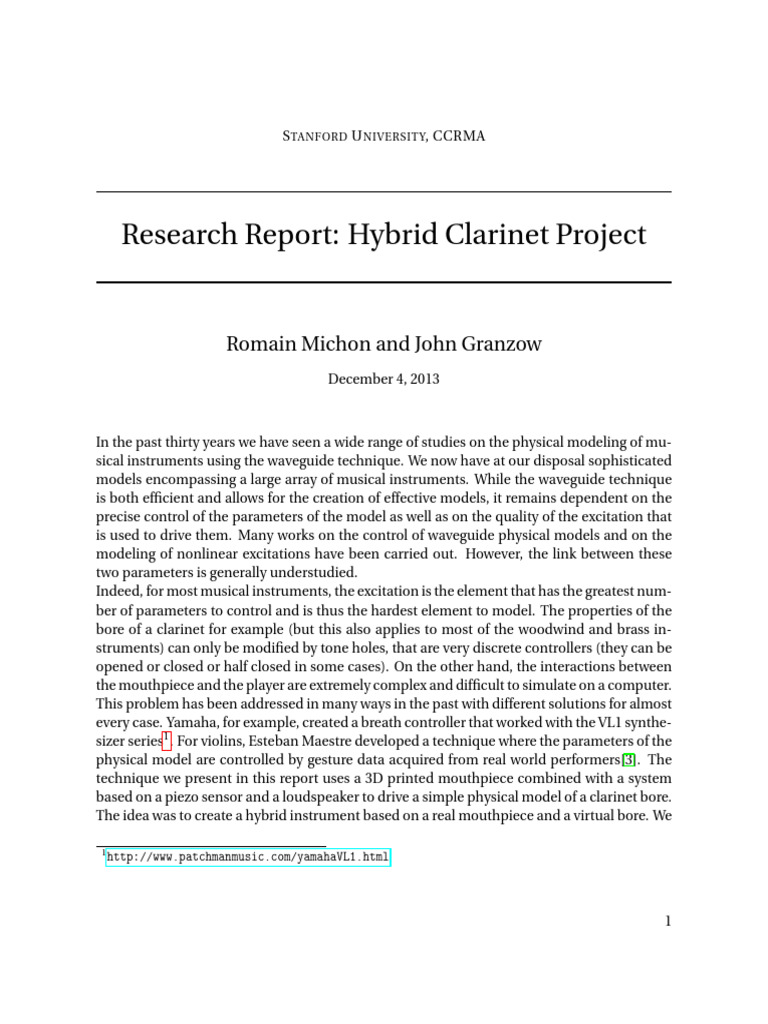 Hybrid Clarinet Project Report | PDF | String Instruments | Loudspeaker
